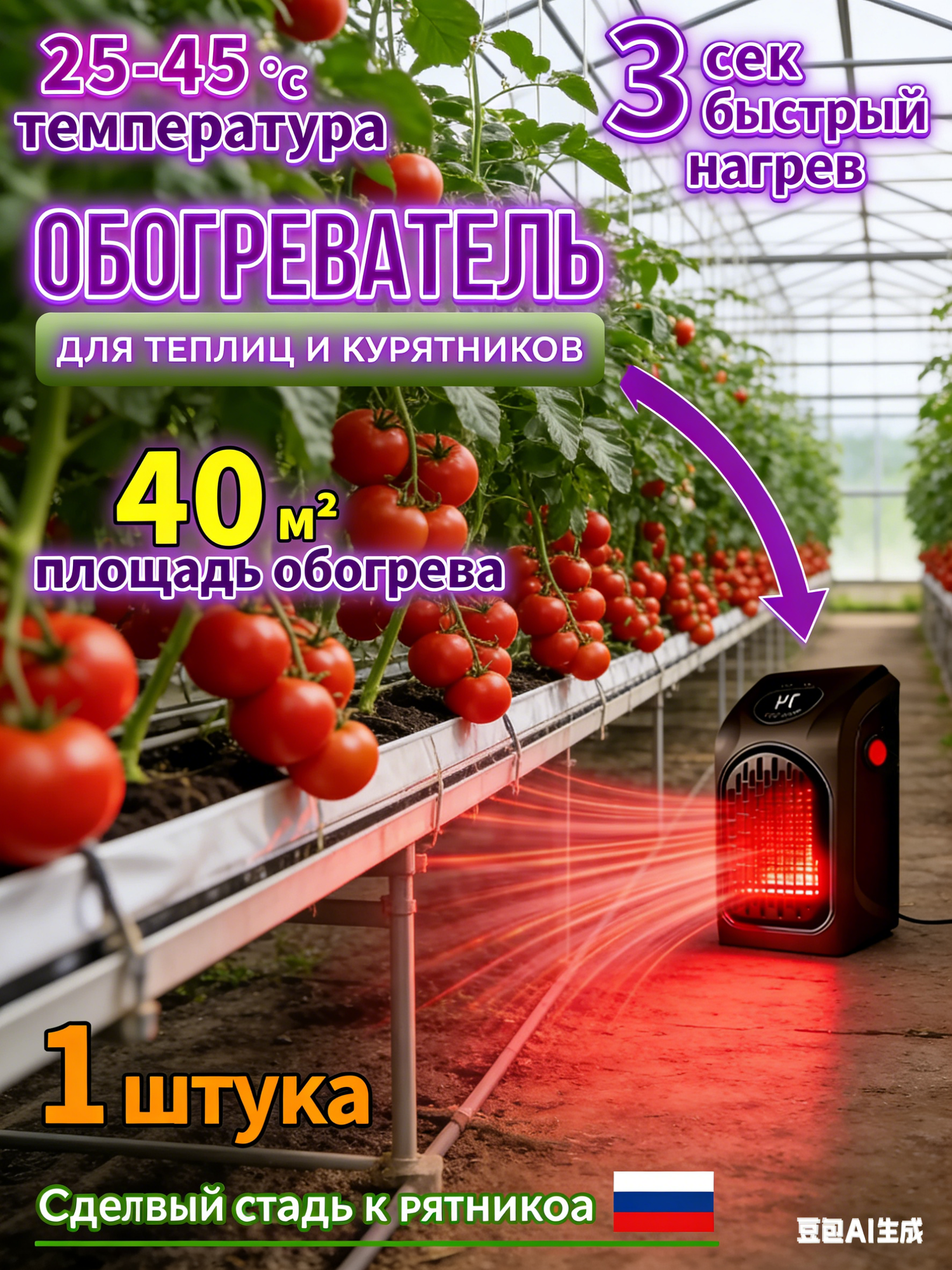 Обогреватель для теплиц, парников, курятников