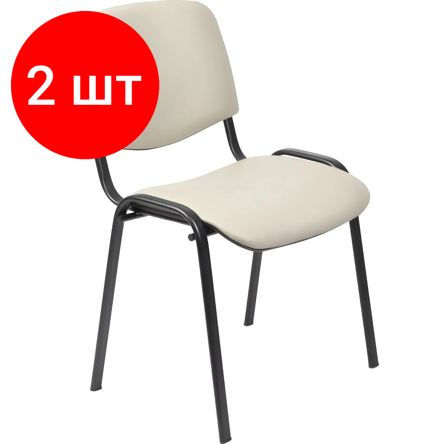 Комплект 2 штук, Стул UA_EChair ISO WIN(изо) черный, к/з бежевый V-18