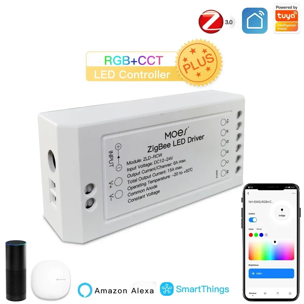 MOES Модуль умного диммера ZigBee RGB CCT для светодиодной ленты 1 PC ZigBee RGBCCT