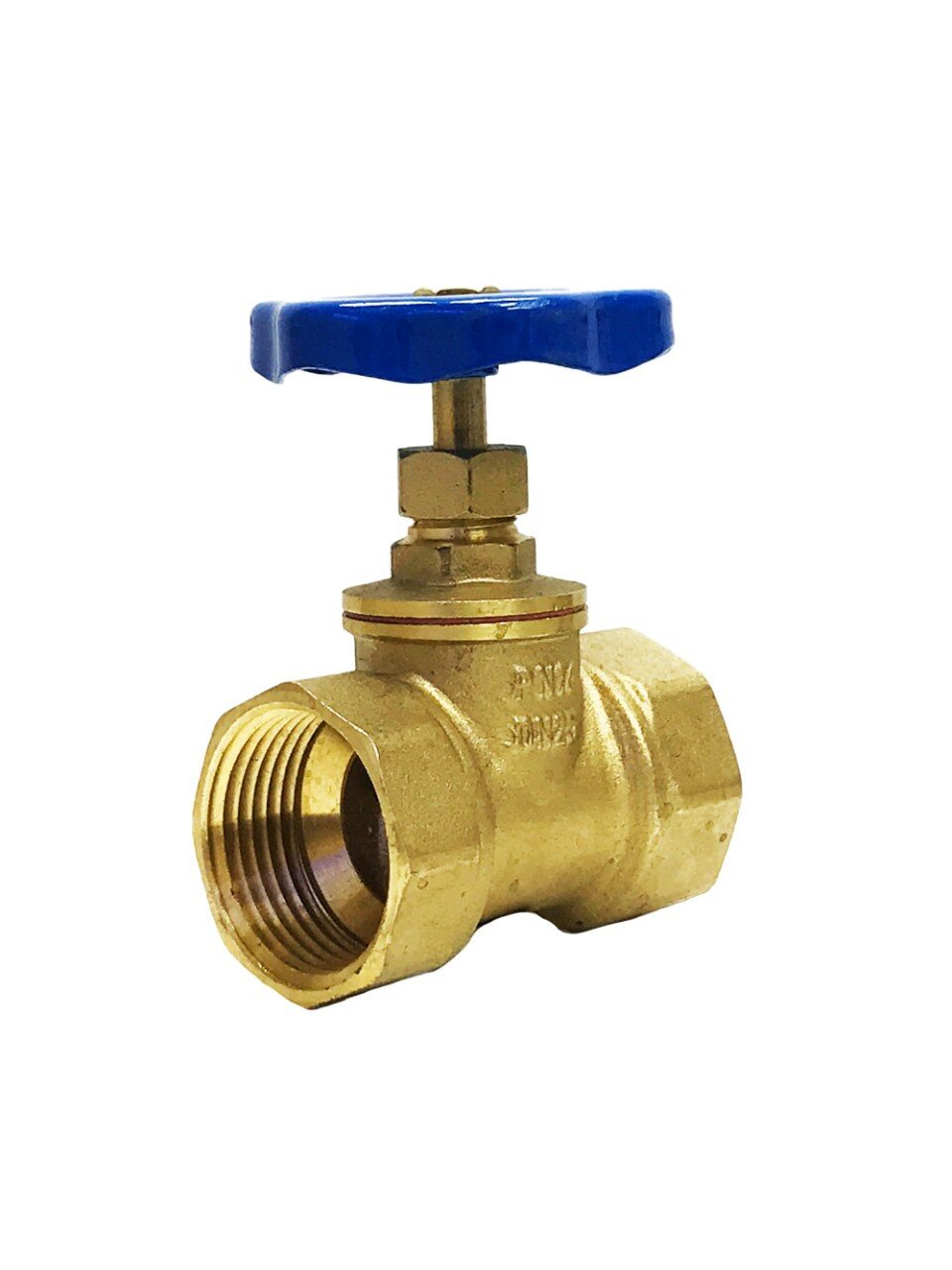 Вентиль латунный STI DN 25 15Б3р Ci, муфтовый г-г для воды, запорный клапан проходной 1 дюйм синий маховик