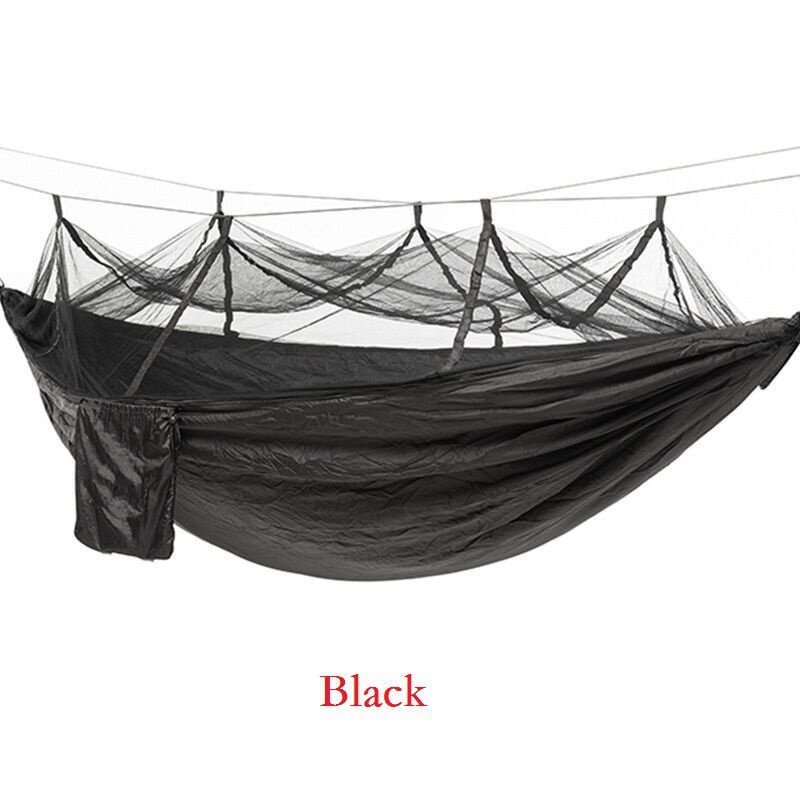 Легкая двухместная подвесная кровать для улицы с эффективной защитой от комаров, черная