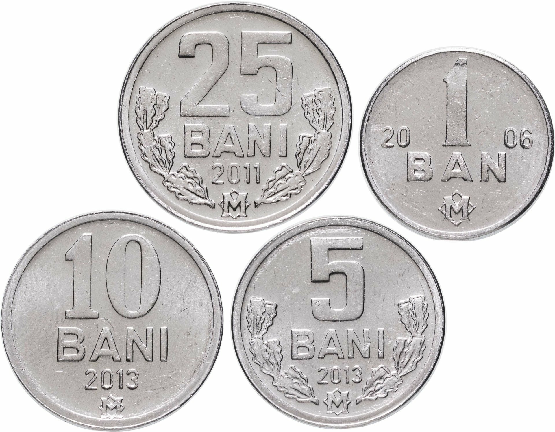 Молдова набор монет 2006-2013 4 штуки, Алюминий, в сохранности UNC