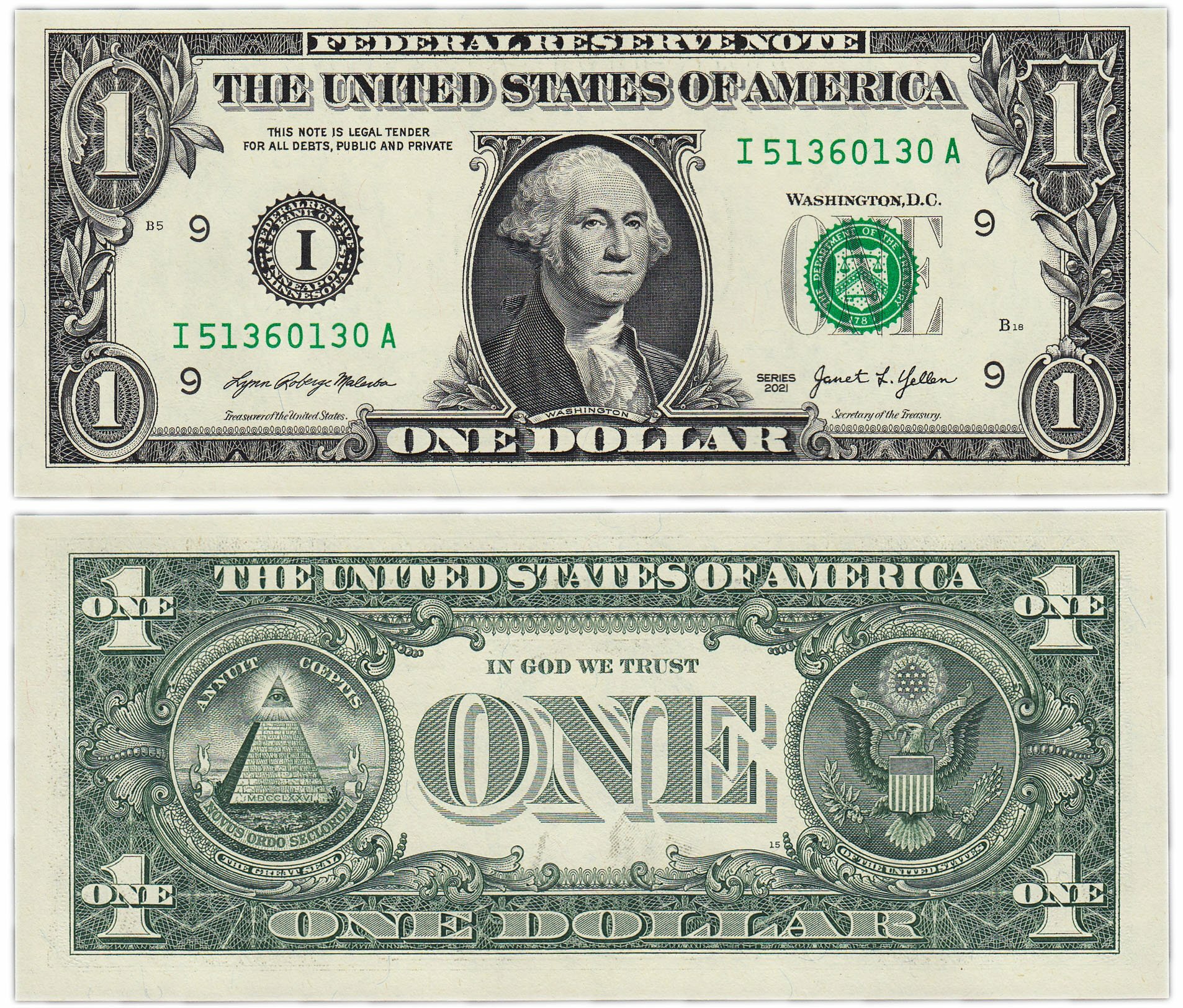 США 1 доллар 2021 года I - Миннеаполис