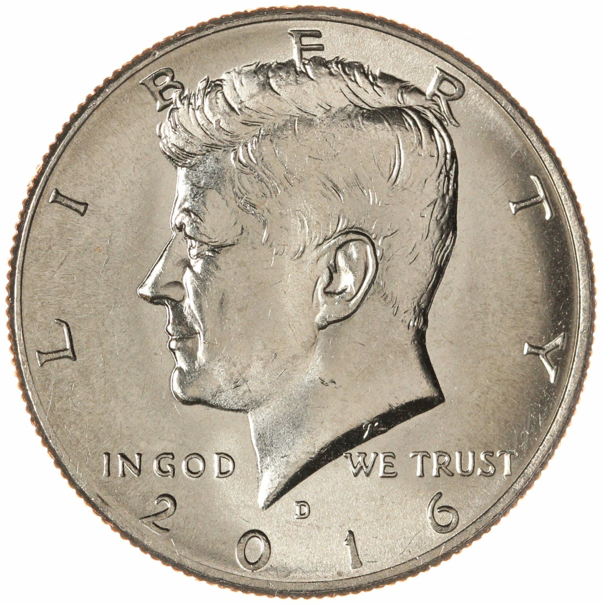 США 50 центов 1/2 доллара, half dollar 2016 D Kennedy Half Dollar знак монетного двора: "D" - Денвер, Медь, в сохранности UNC