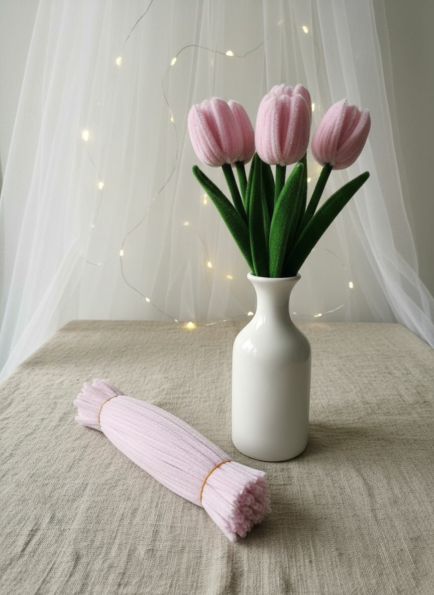 Синельная проволока для рукоделия, длина 30 см, толщина 0.6 см, 50 шт. Цвет светло розовый