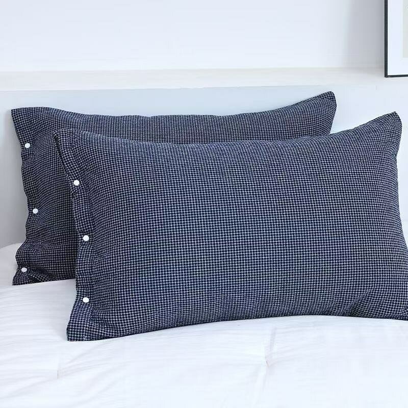 Набор наволочек в японском стиле, синие, маленькие, сетчатые, из чистого хлопка, для пары, стираемые, двусторонние, впитывающие влагу, простые