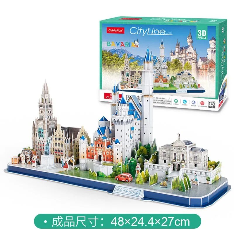 CubicFun CityLine 3D пазл BAVARIA Немецкий замок из картона 178 деталей 48x24.4x27cm