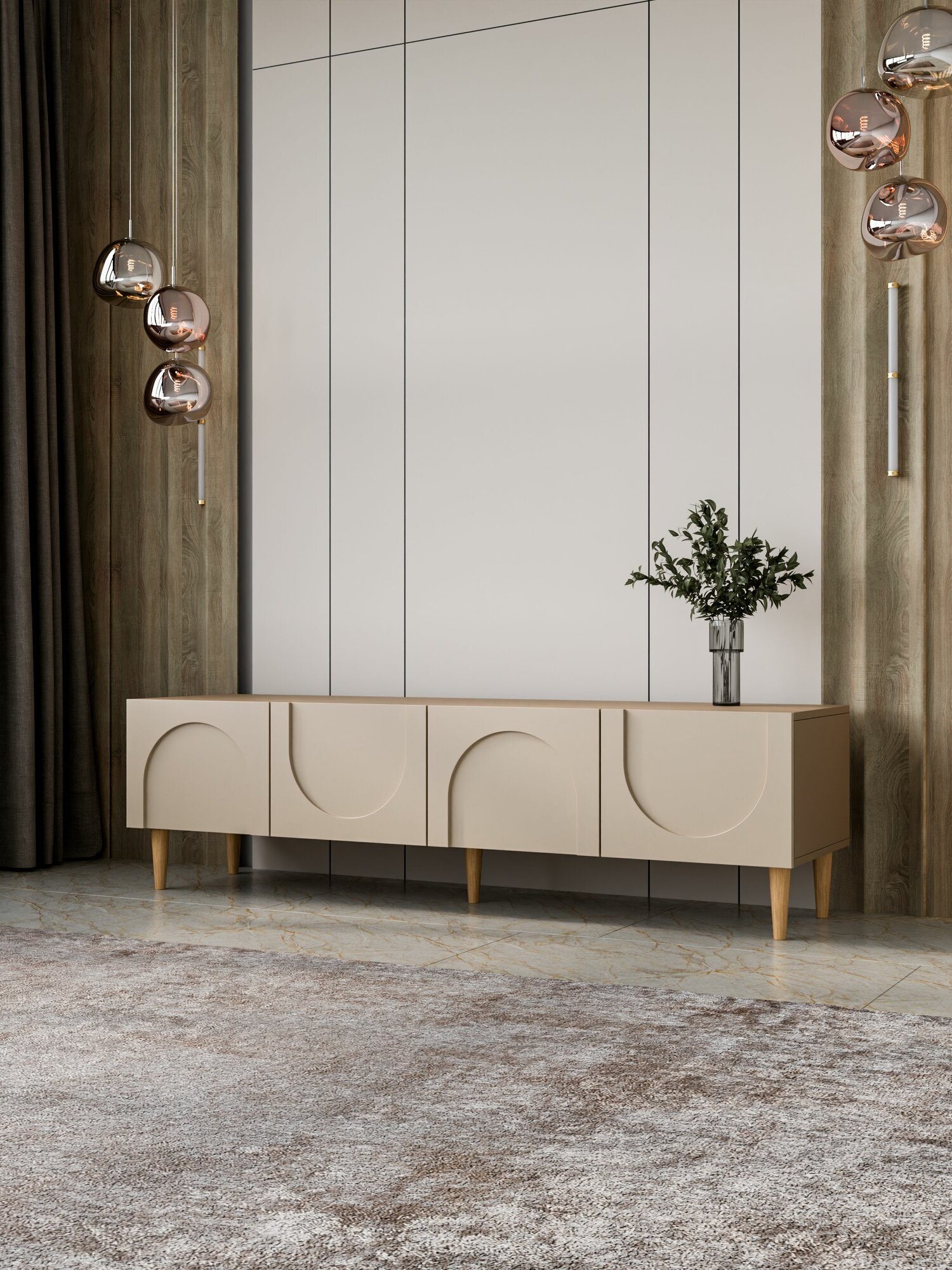 Тумба под телевизор напольная MTO-Profi "Санта" капучино 160х35х45см