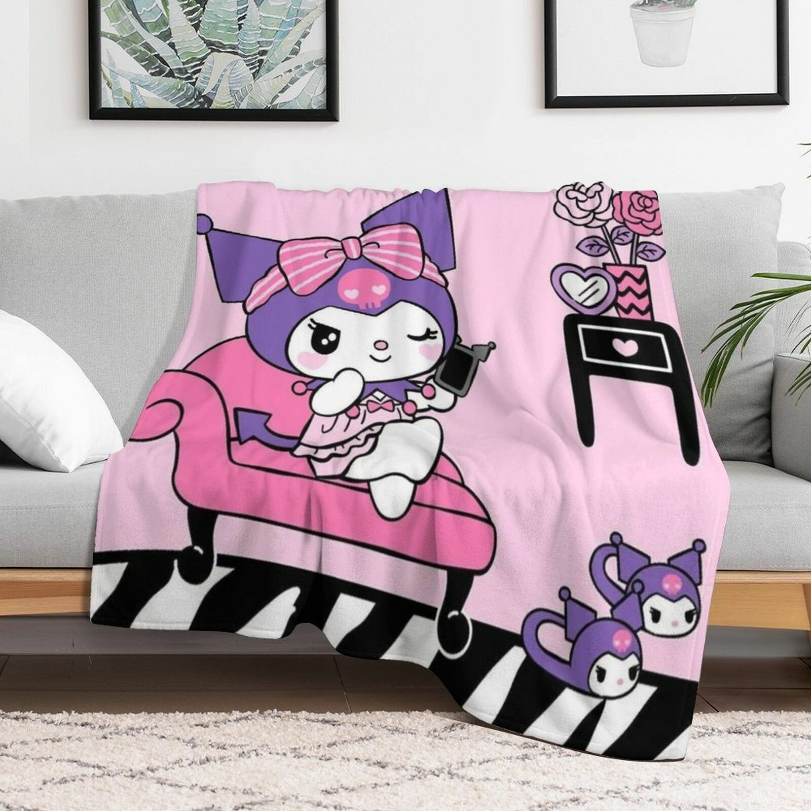 KUROMI 150х200 см, Плед (покрывало) 1,5 мягкий, на кровать, кресло