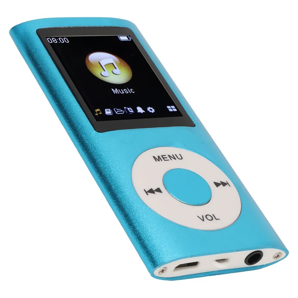 MP3-плеер, синий, портативный музыкальный плеер, поддержка MP3/WMA/FLAC/APE, с экраном, встроенный аккумулятор — фото 1