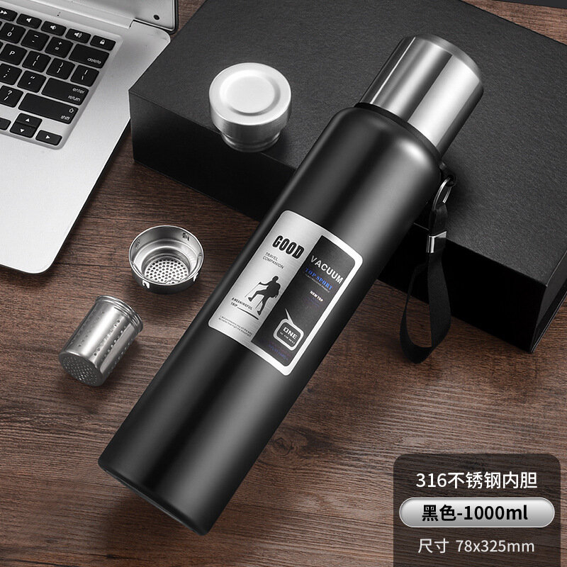 Открытый дорожный термогоршок большой емкости Мужская и Женская Удобная цельностальная спортивная чашка для воды из