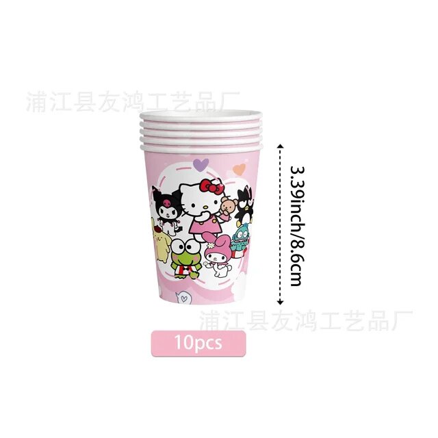 Милая посуда для вечеринки по случаю дня рождения серии Sanrio, одноразовый баннер, украшение на торт, подвесной флаг, воздушные шары Hello Kitty, украшение на день рождения,