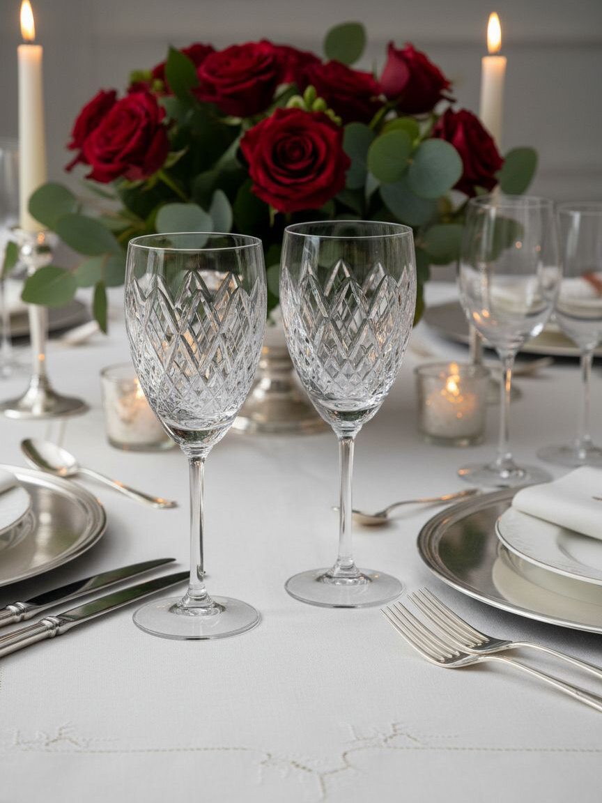 Хрустальные бокалы для вина и шампанского 200 мл. фужеры набор 2 шт. Неман 9356 800/92