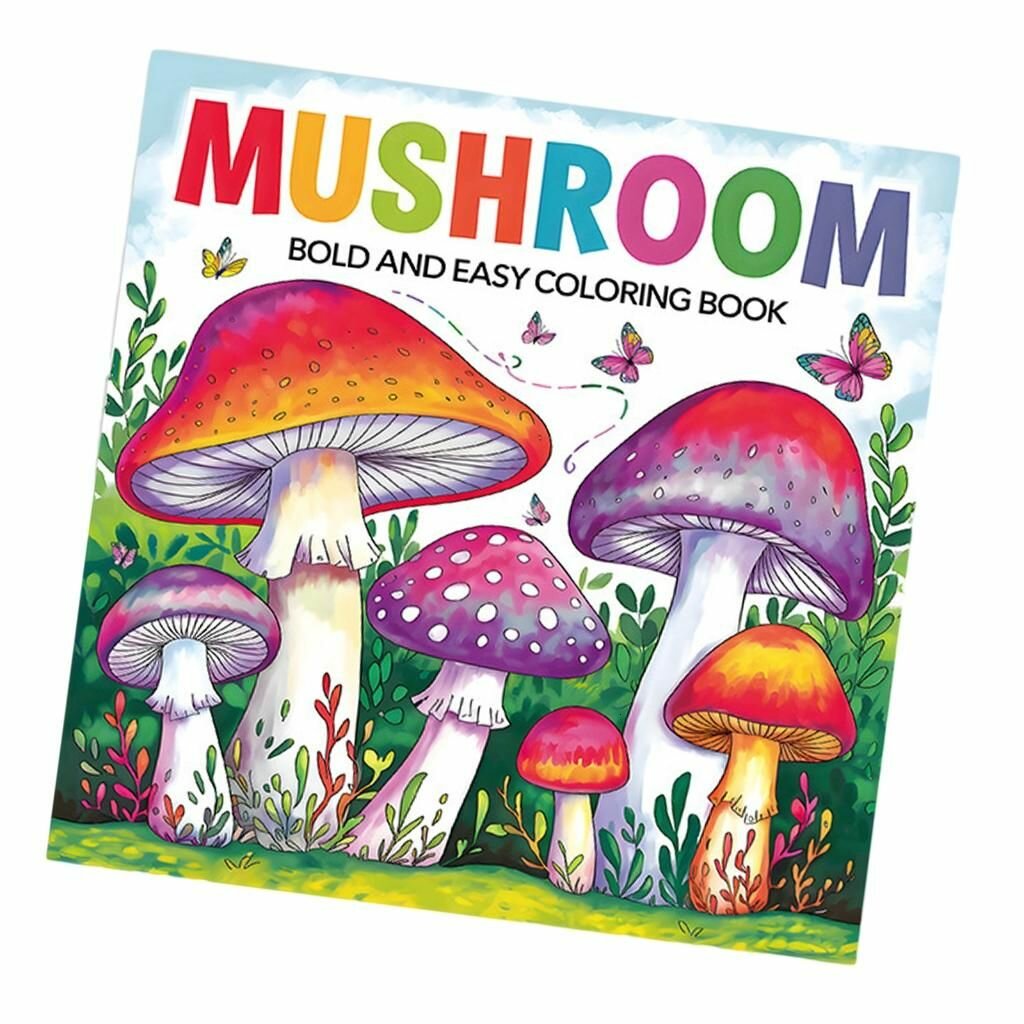 Раскраска для детей с грибами и динозаврами, Грибная раскраска бо