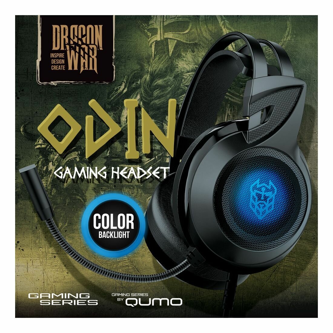 Игровая гарнитура Qumo Odin, стереогарнитура, подсветка, USB+3,5 jack