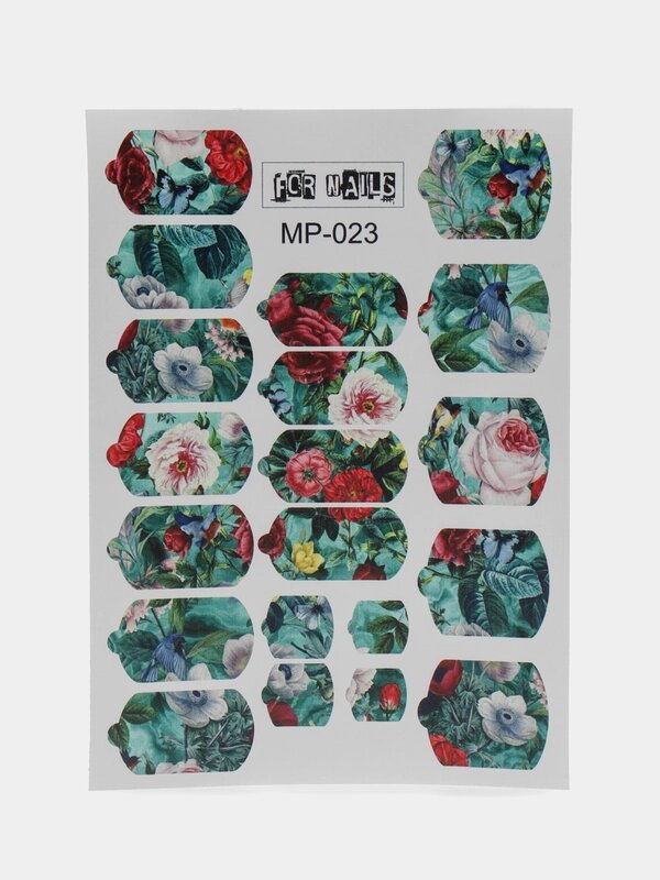 Наклейки плёнки для ногтей цветы, лето, MP023, для маникюра и педикюра