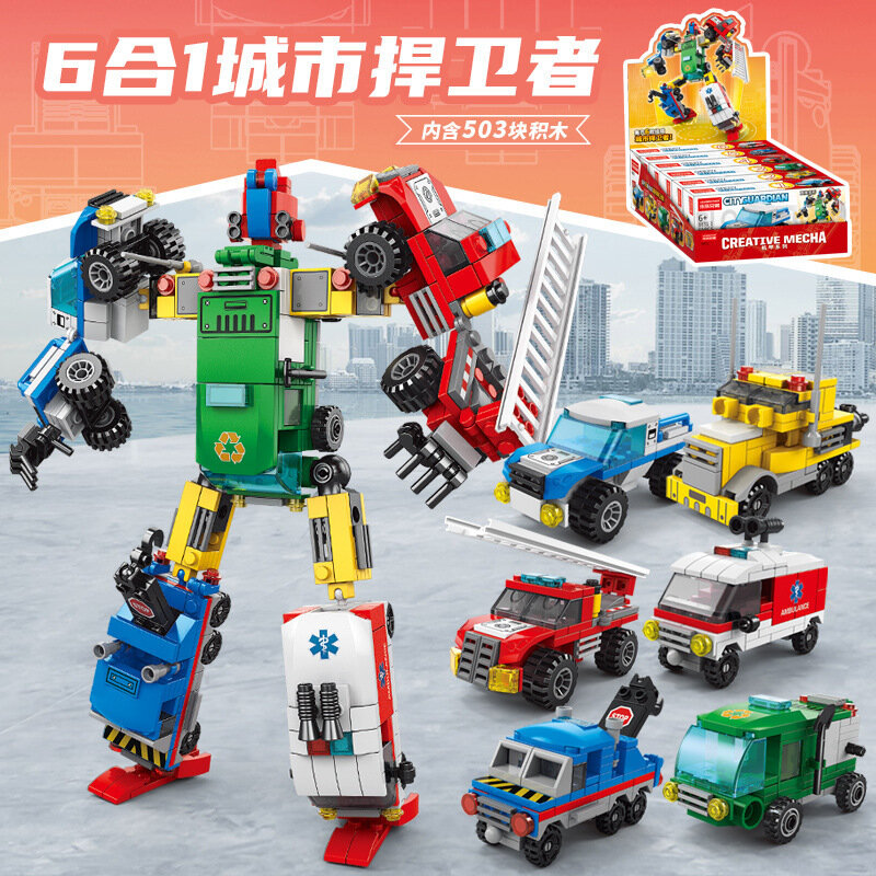 8831 совместим с набором пазлов LEGO для мальчиков, позволяющим детям собирать автомобили, роботов-трансформеров, Кинг-Конга.