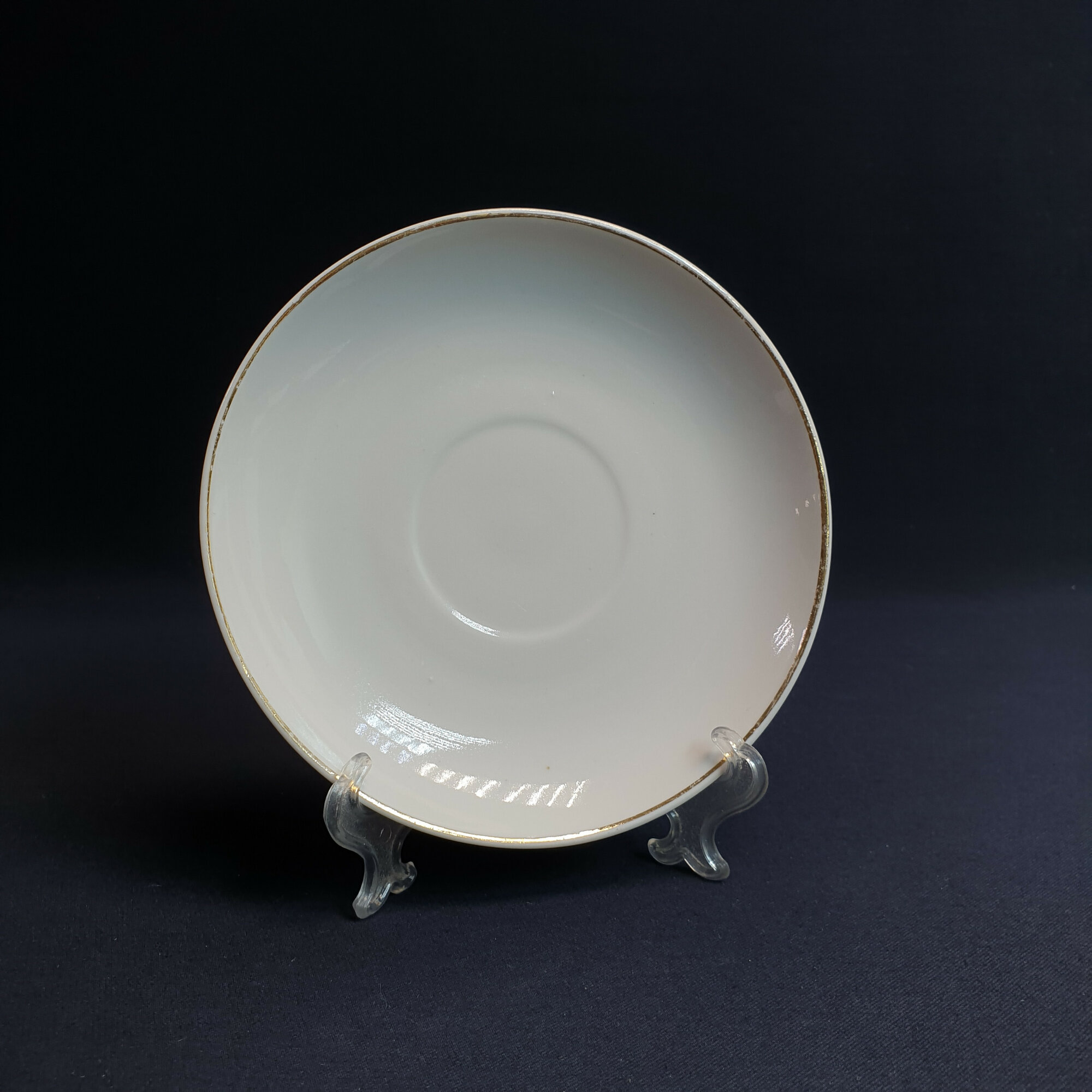 Блюдце ЛФЗ, фарфор позолота 145 мм, винтаж СССР