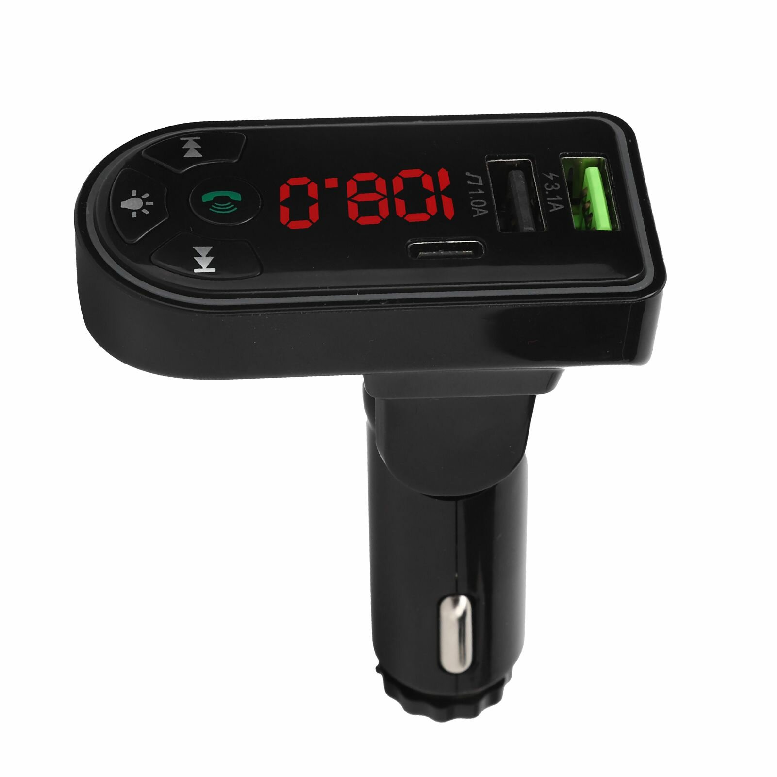 Авто FM-передатчик BT 5.0, MP3, USB-зарядка, LED-экран