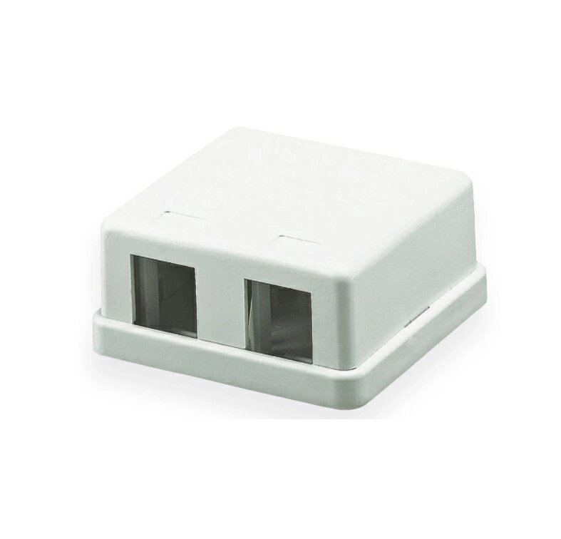 Корпус настенной розетки Hyperline SBB1-2-WH для установки 2х вставок типа Keystone Jack, белый