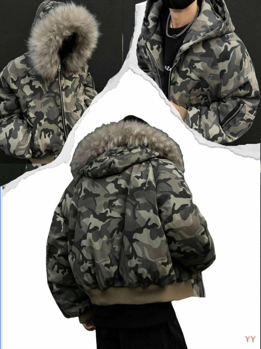 Куртка Зимняя утеплённая куртка с меховым капюшоном ; куртка аляска y2k зимняя