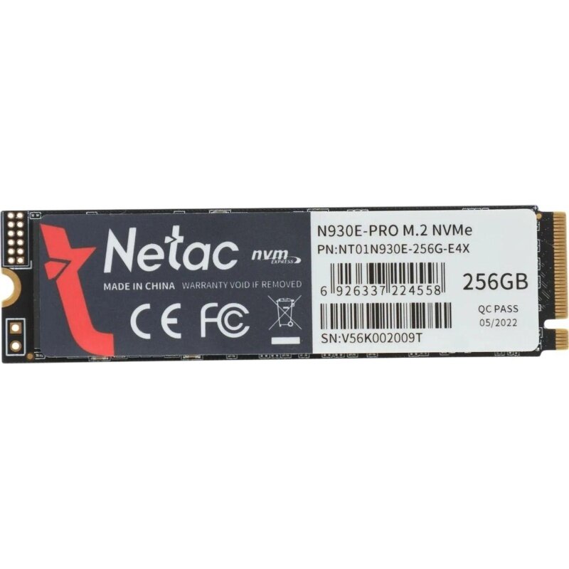 SSD-накопитель Netac N930E, 256 GB, PCIe 3x4 (NT01N930E-256G-E4X)