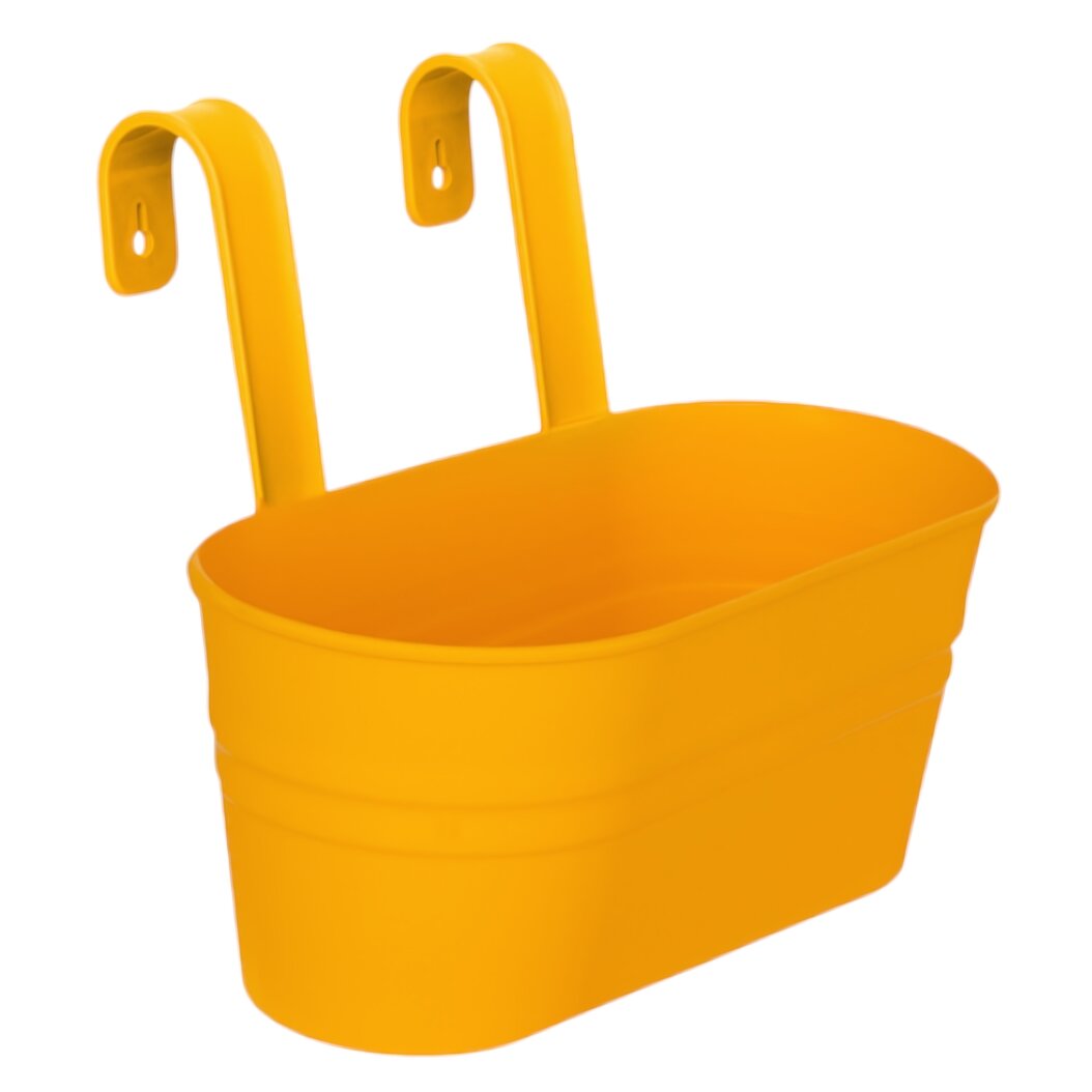 Кашпо настенное овальное большое "Ведро декоративное", пластик, цвет желтый, с крючками для подвеса