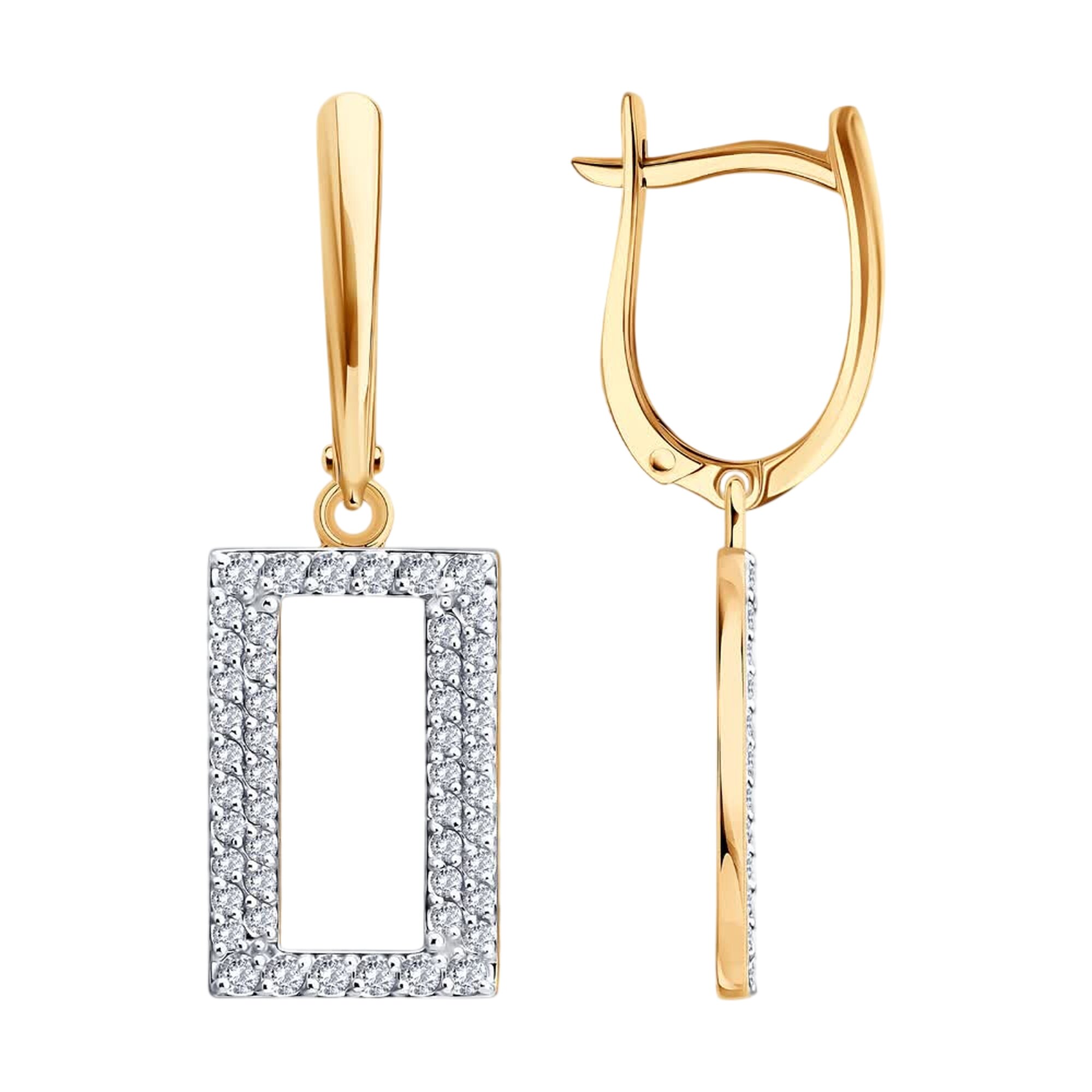 Серьги Diamant online, красное золото, 585 проба, фианит