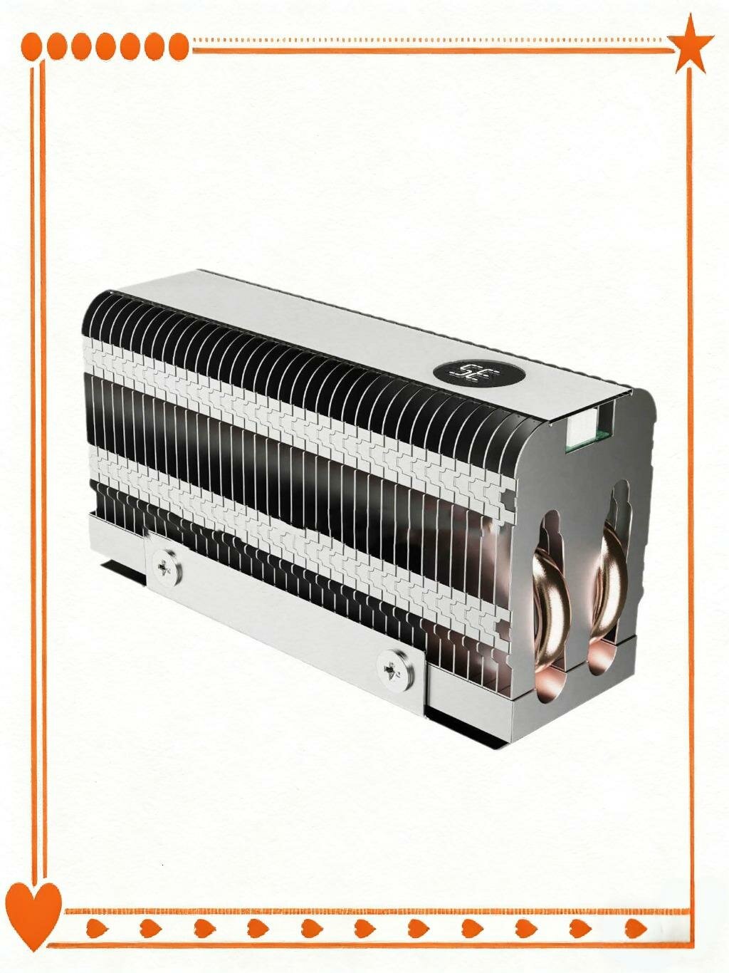 Металлический радиатор для M.2 2280 SSD с медными трубками и дисплеем температуры