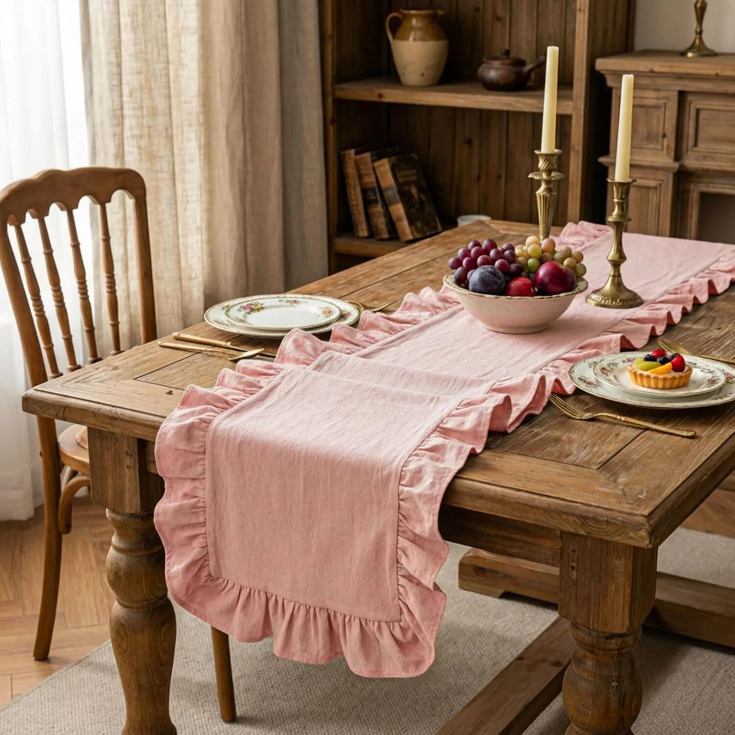 Скатерть с рюшами, 100% хлопчатобумажная ткань, фермерский дом, деревенская скатерть с рюшами по краям, свадебный декор для рождественского праздника, детская обувь