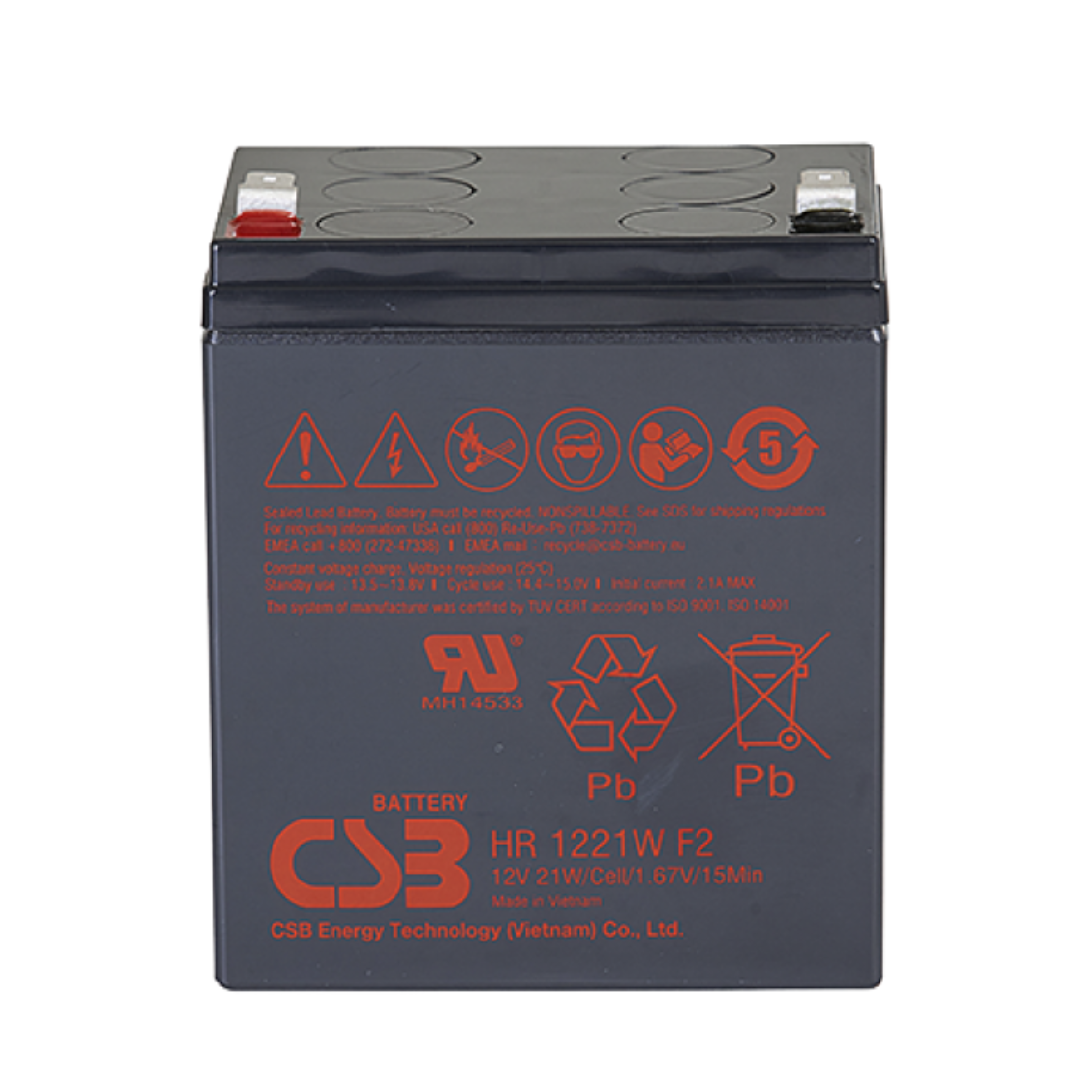 Свинцово-кислотная аккумуляторная батарея CSB hr1221w F2, 5 Ач, 12 В, AGM (VRLA), ударопрочный, черный