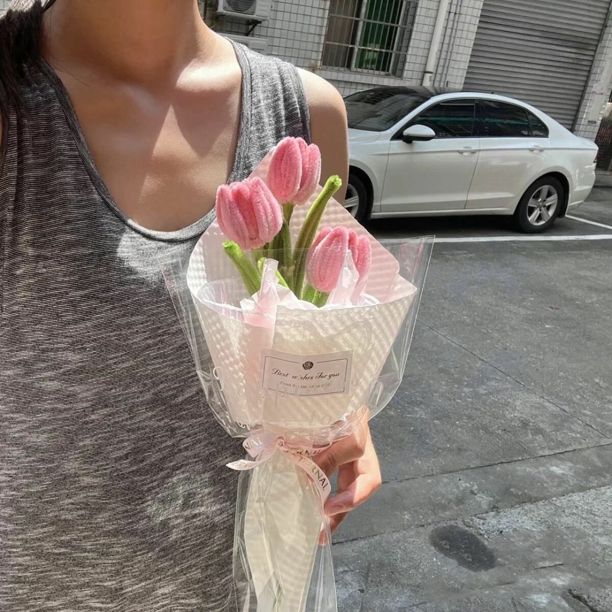 Завершенный букет из скрученных цветов: тюльпаны, ромашки, розы, плетеный букет в стиле Ins, свежий креативный подарок на фестиваль Qixi