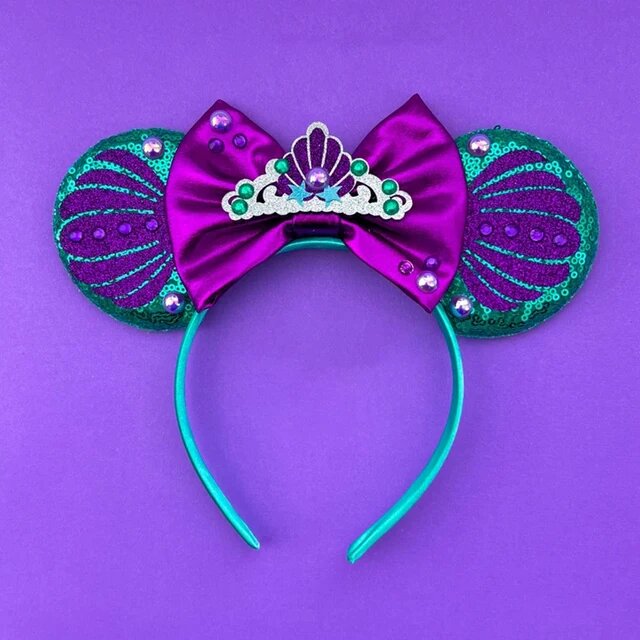 Повязки на голову с ушками Микки Мауса от Disney, аксессуары для волос для вечеринок для девочек и женщин, повязки на голову с Минни Маус, детские повязки на голову с бантиками и пайетками, подарки.