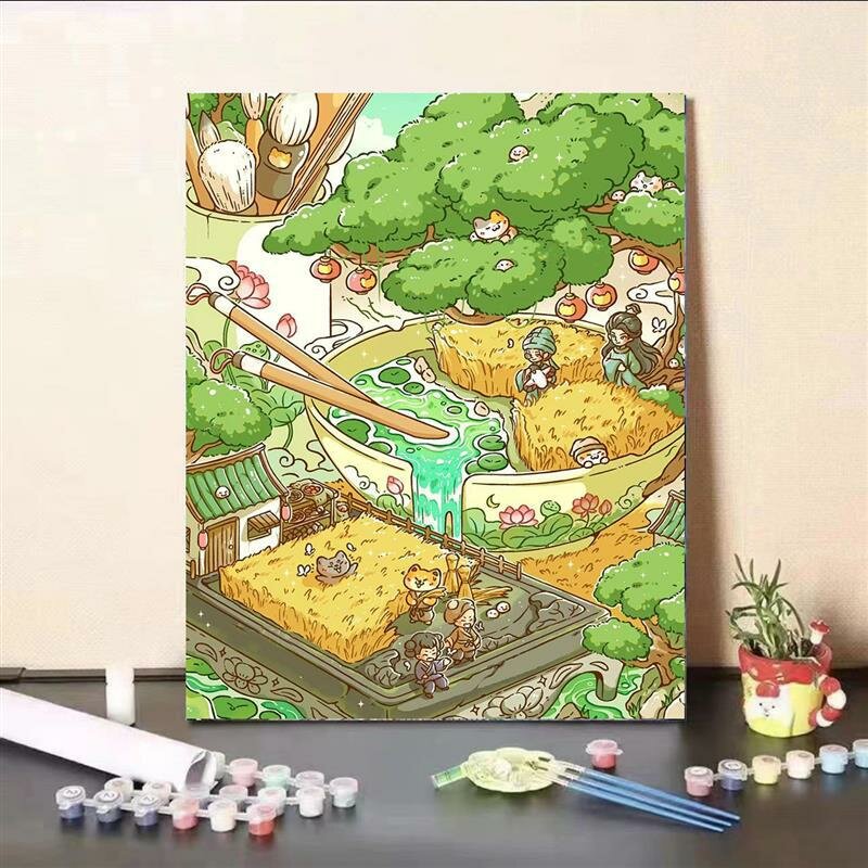 Цифровая масляная живопись Пейзаж Новая картина для гостиной Масляная цветная живопись DIY Раскраска Подарок Ручная работа Наполнение Панда Акриловая живопись
