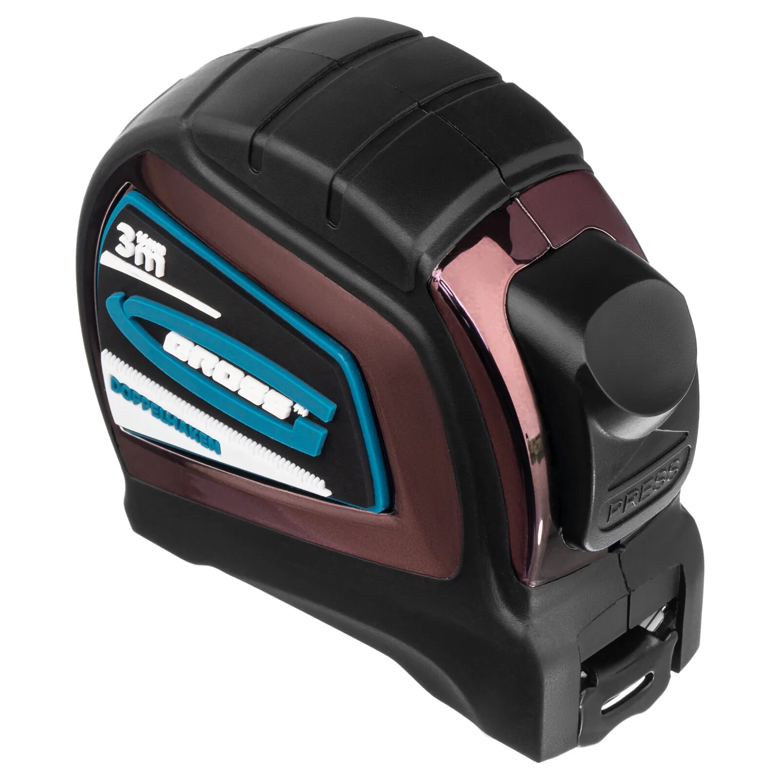 Рулетка "Doppelhaken",3 м x 16 мм, односторонний зацеп, Нейлон, двусторонняя шкала, автоматическая фиксация Gross