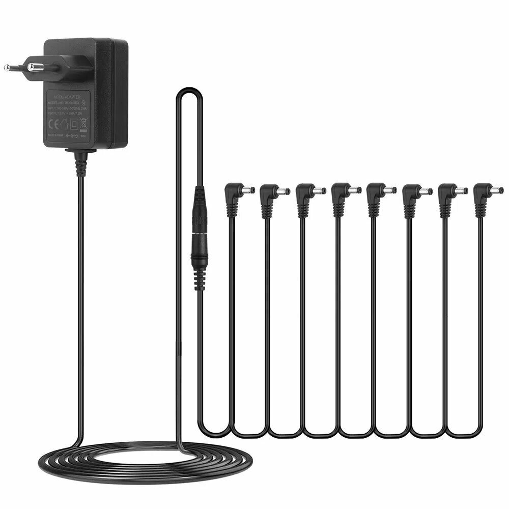 Блок питания (адаптер) с разветвителем на 8 выхода для педалей гитарных эффектов