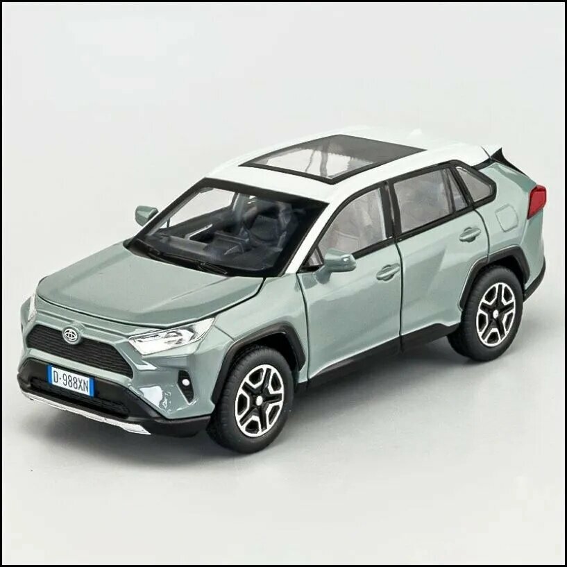 Машинка металлическая Тойота RAV4(1/32)инерционная с открывающимися дверьми, капотом и багажникомсо световыми и звуковыми эффектами