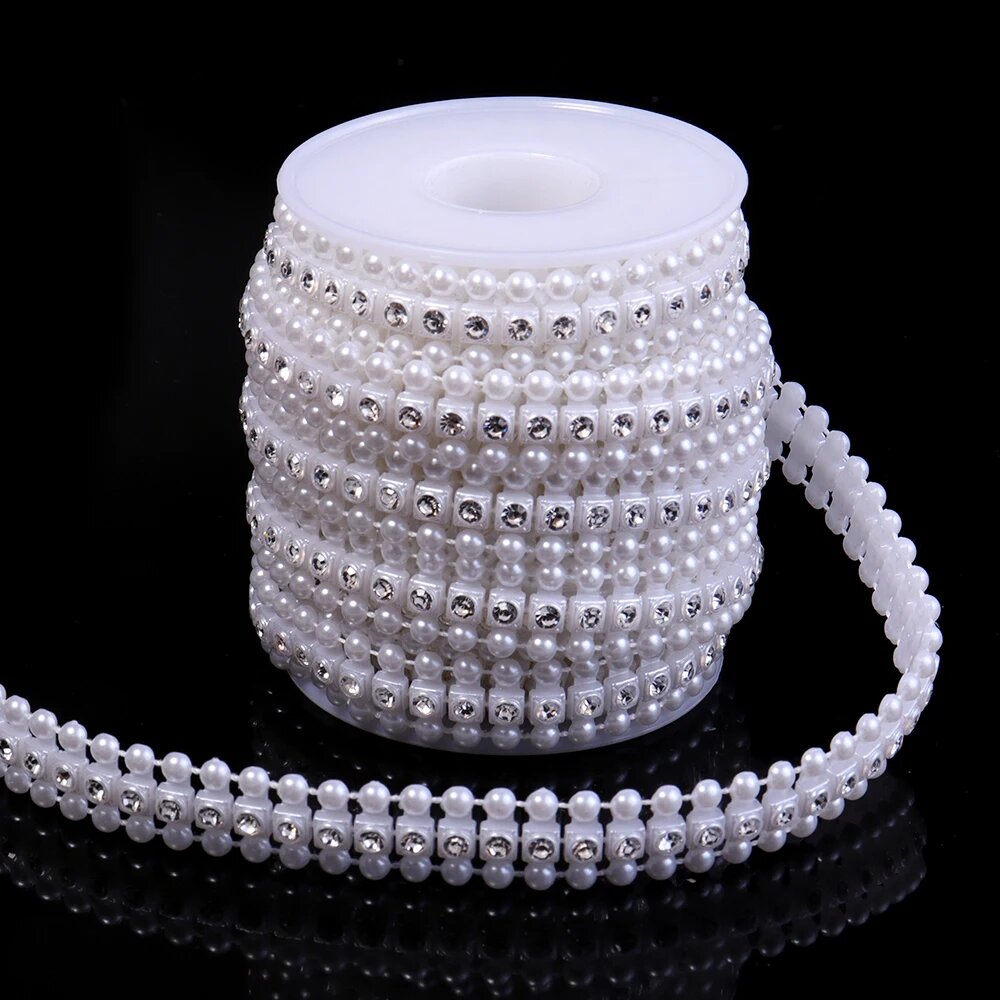 Цепочка жемчужная с кристаллами, Pure white 01