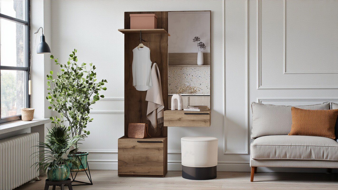 Прихожая Лорена Пакс-1 Дуб Табачный U1147 NOW 110x40x220 см, коричневый Дом мебели для вас