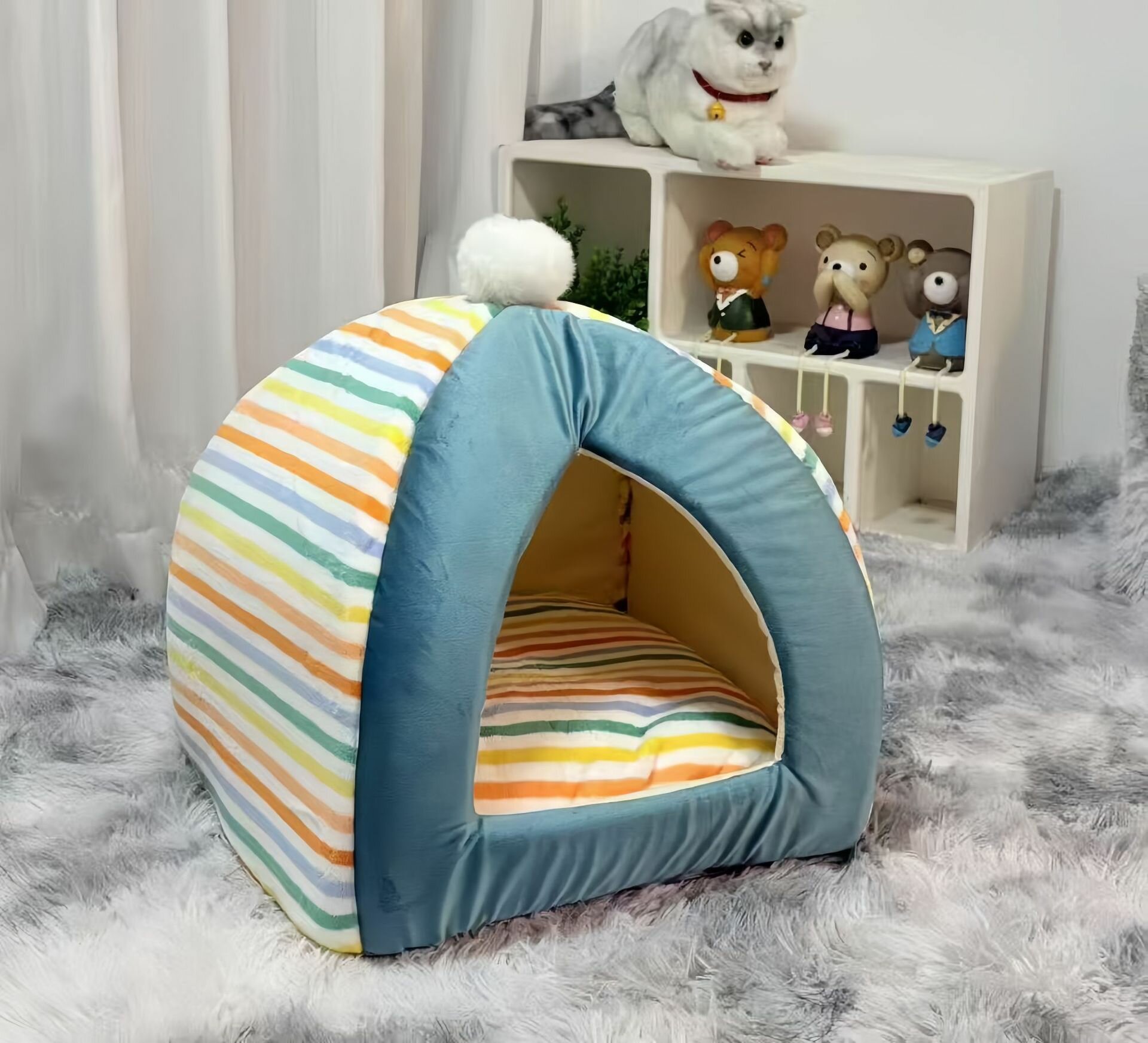 Креативная палатка для домашних животных в виде гриба, зимнее теплое гнездо для кошек, полузакрытое домашнее гнездо для собак