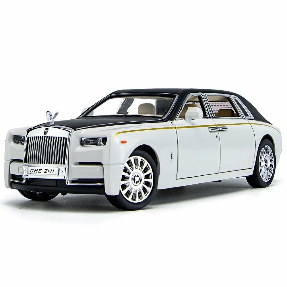 Модель автомобиля Rolls-Royce Phantom 1:24, игрушечный мальчик, (автомобиль Rolls-Royce Ghost), белая машина, черная обложка