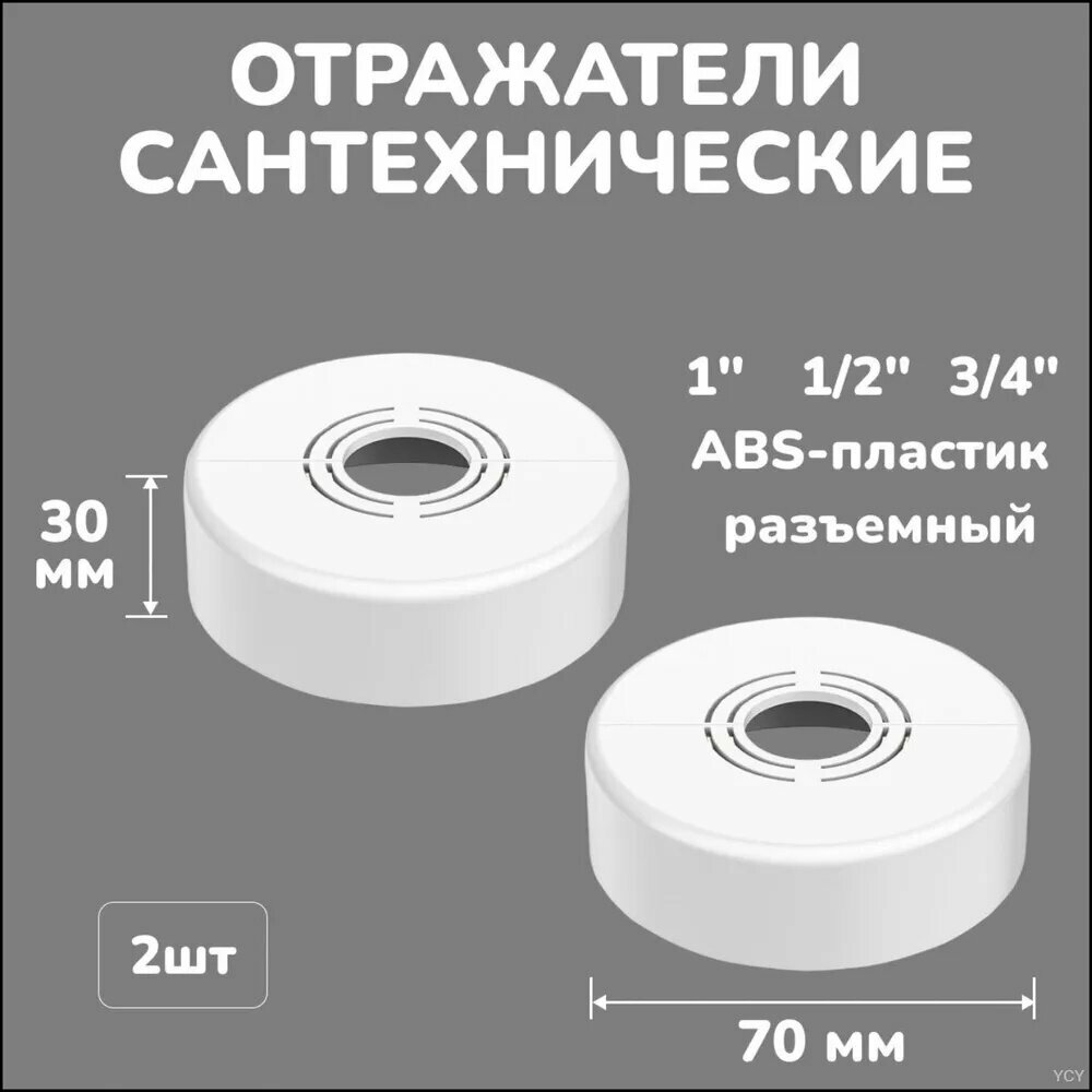 Отражатель для смесителя и полотенцесушителя сантехнический хром квадратный глубокий 3/4, 2шт.