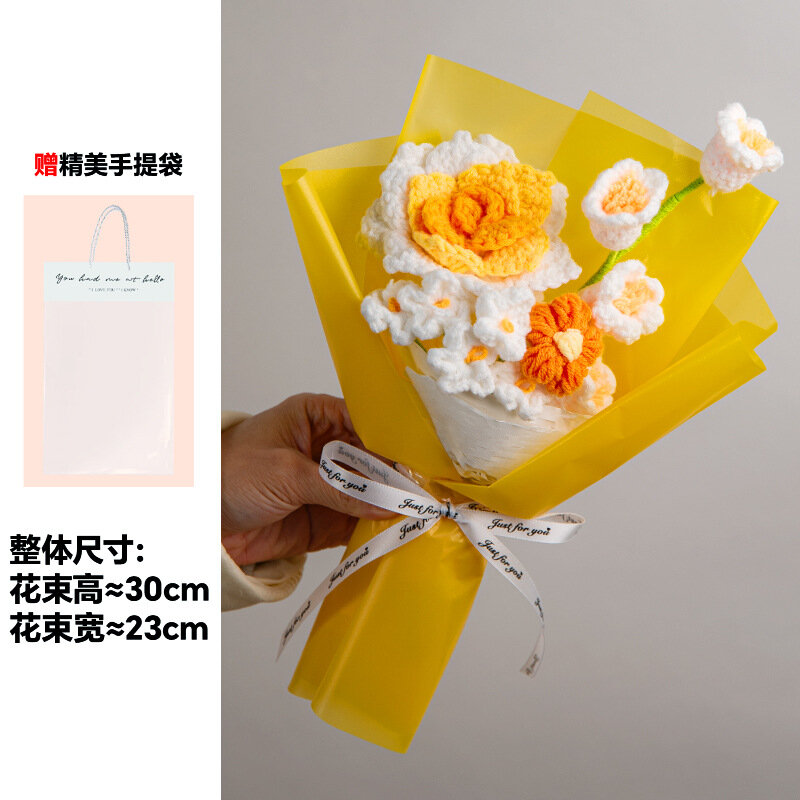 Вязаный букет из роз и ландышей, нить "Не забудь меня", ручная работа, готовый продукт, подарок для девушки, популярный цветок