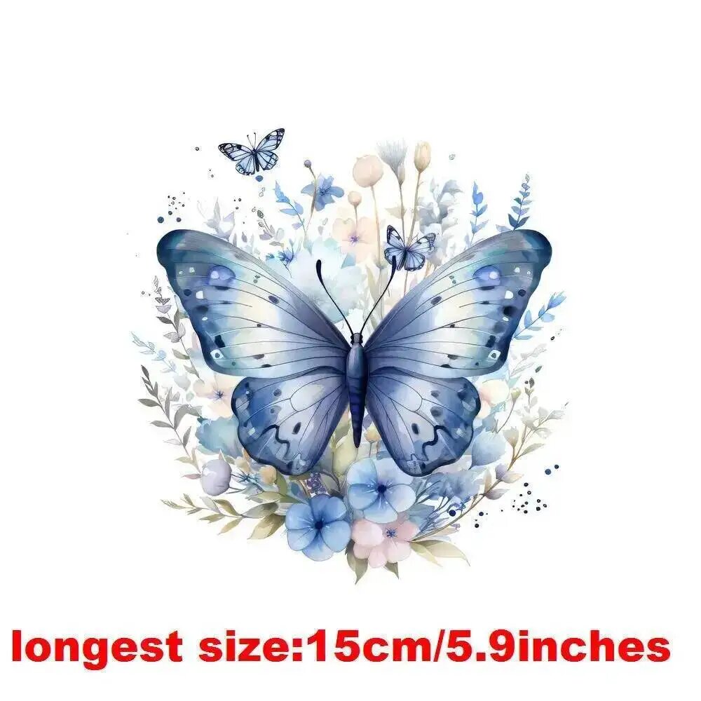Детские переводные нашивки 15см цветок бабочка YTH0209-11