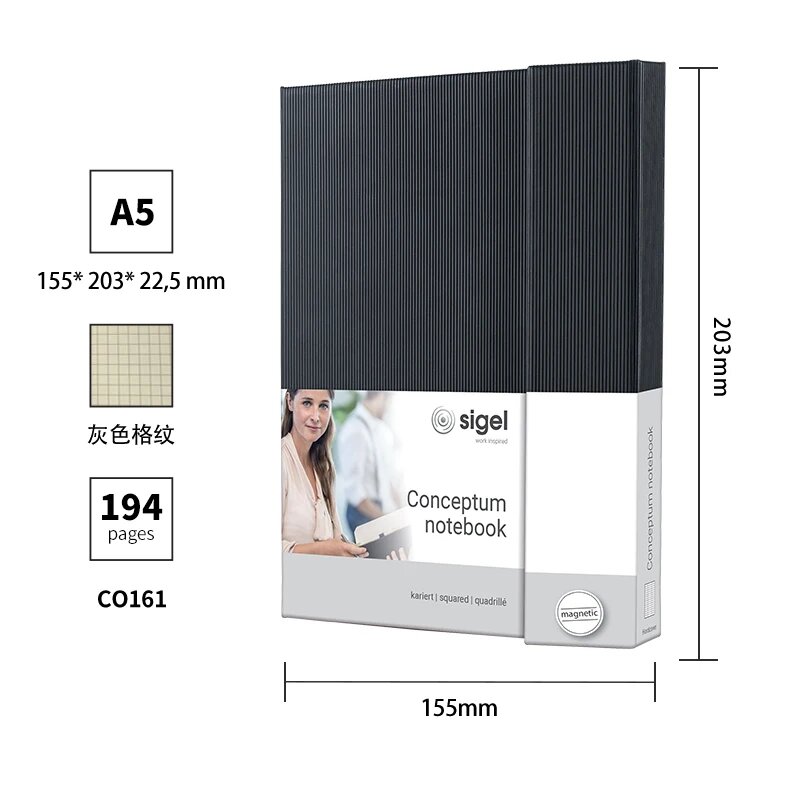 Sigel CONCEPTUM Series 2025 бизнес-блокнот Black A5 Square