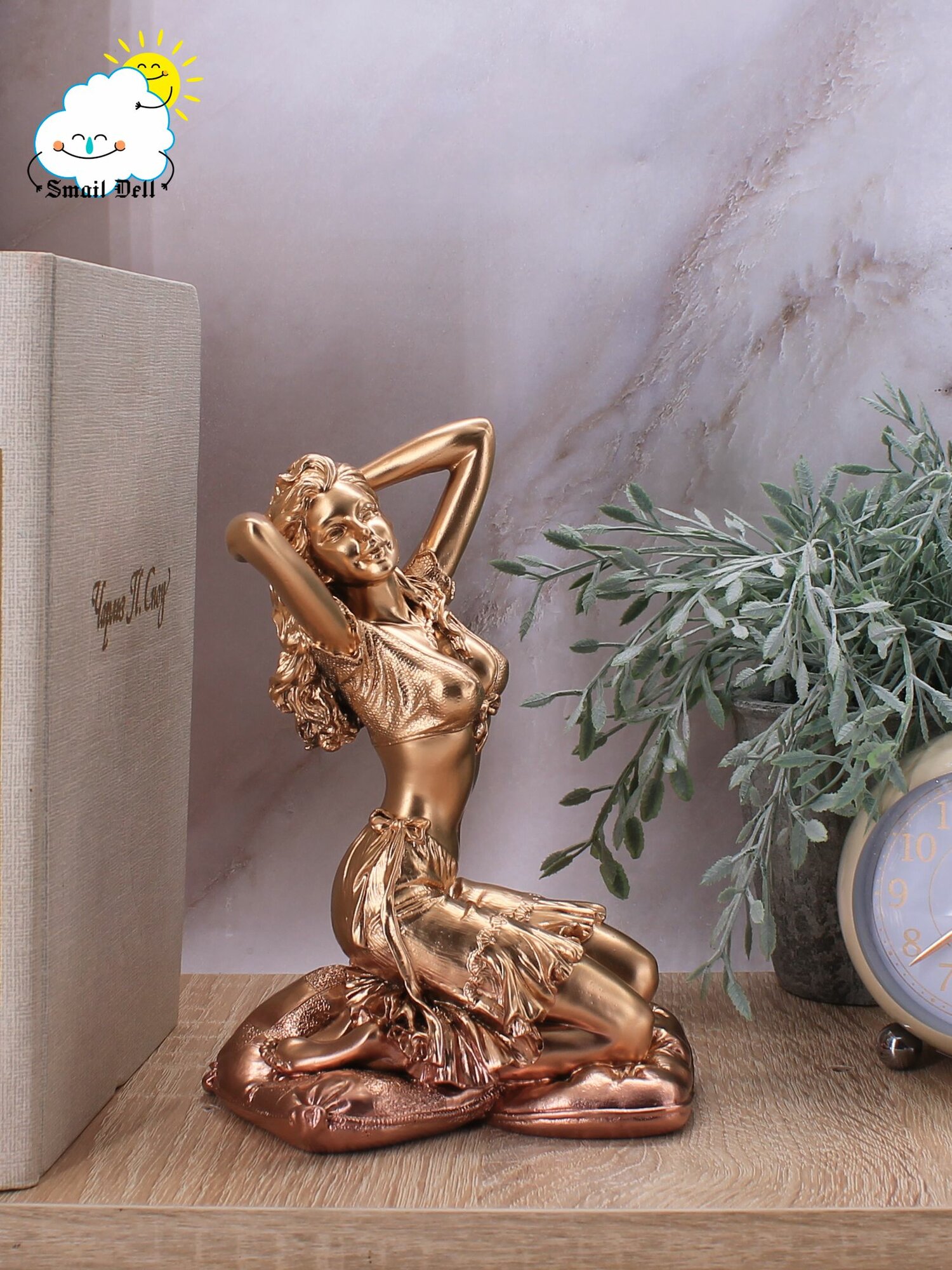 Статуэтка Девушка на подушках, 18 см , гипс , цвет бронза