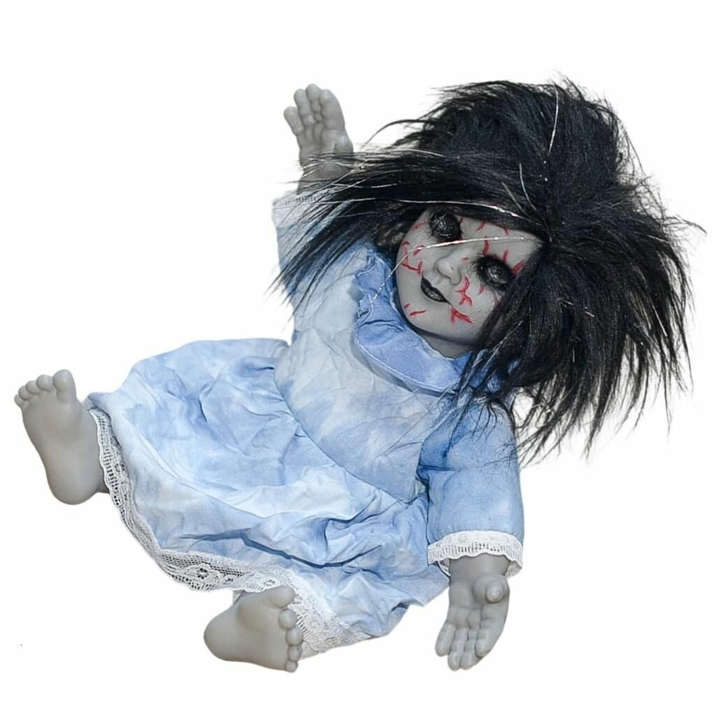 Сидящая кукла-призрак с активацией голоса, подсвеченным лицом и страшными звуками для украшения дома с привидениями, - Стиль D