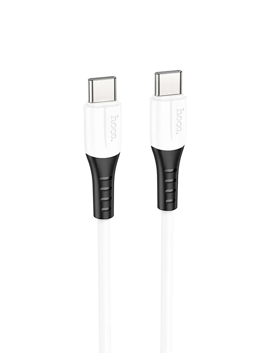 Кабель Hoco X82 Type-C to Type-C силиконовый, 60W, 3А, 1 метр, белый / с быстрой зарядкой для Android, iPhone 15-17
