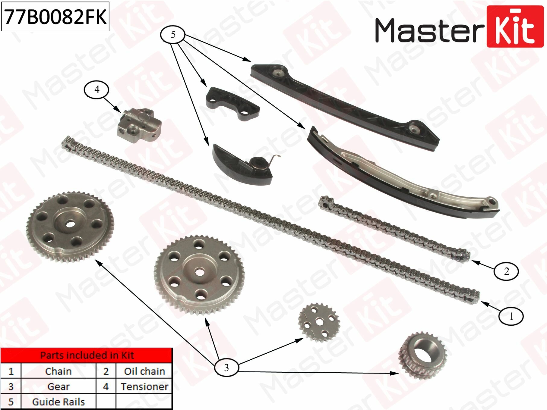Комплект цепи ГРМ MAZDA 6 2.3 MPS Turbo L3C1 02-07 MasterKit 77B0082FK