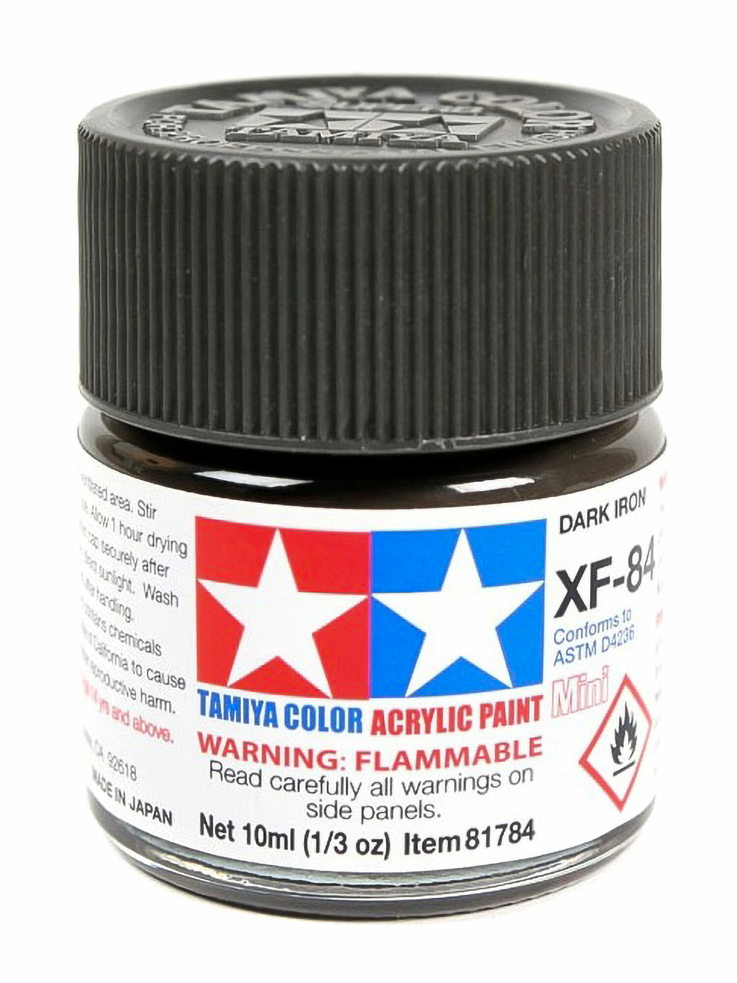 Краска акриловая Tamiya Color XF-84 Dark Iron 81784 тёмное железо матовый металлик, 10 мл